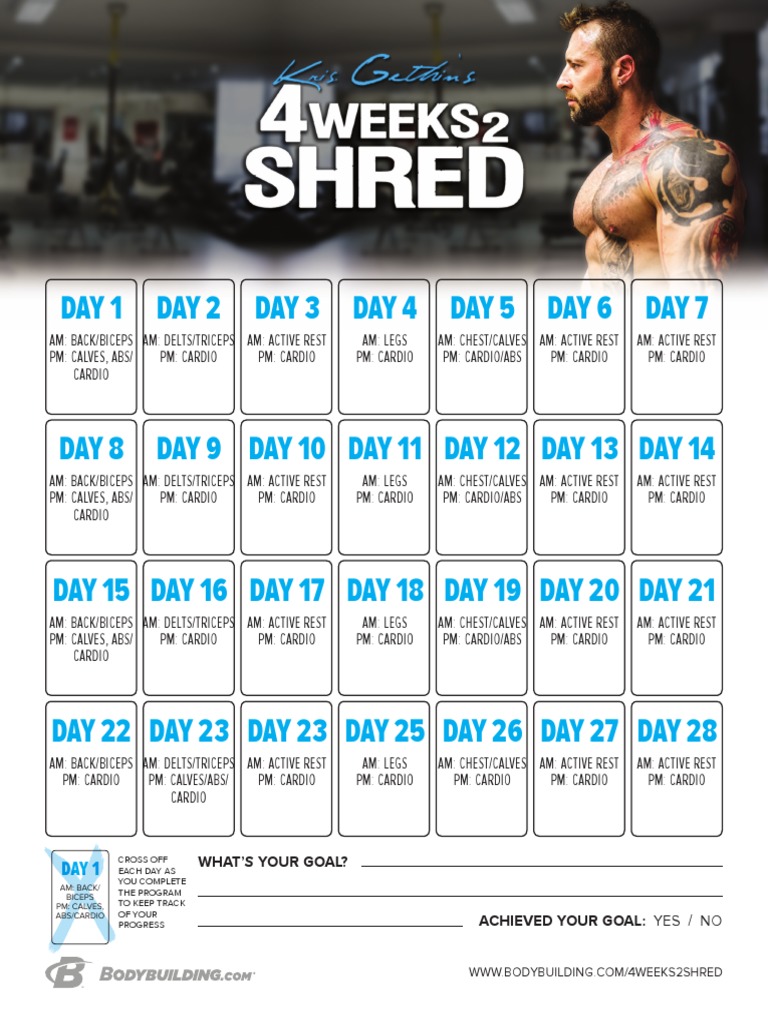 Kris Gethins 4 Weeks2shred Calendar | PDF
