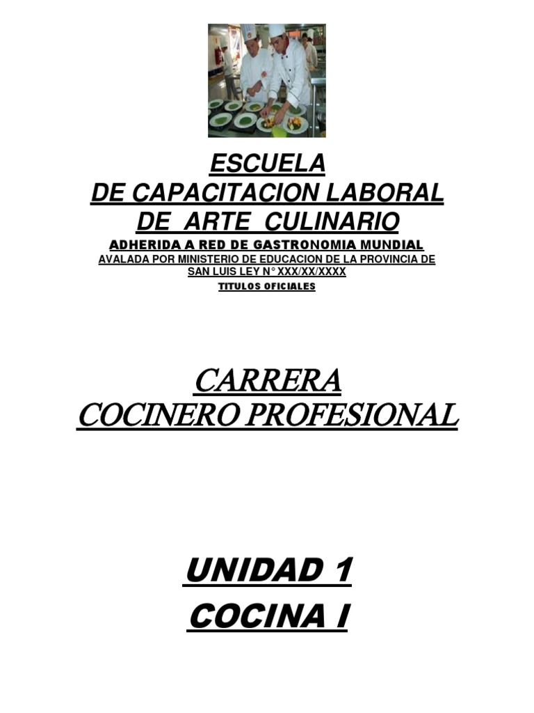 Unidad 1 Cocina 1 PDF | PDF | Alimentos | Preparación de comida y bebida
