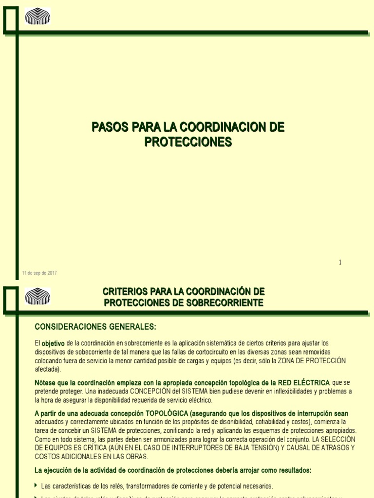 Pasos para La Coordinación de Protecciones | PDF | Transformador | Corriente eléctrica