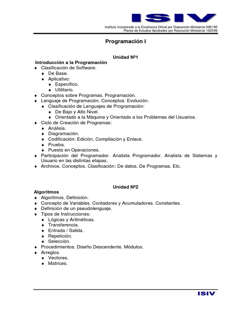 Apunte ProgI | PDF | Lenguaje de programación | Programa de computadora