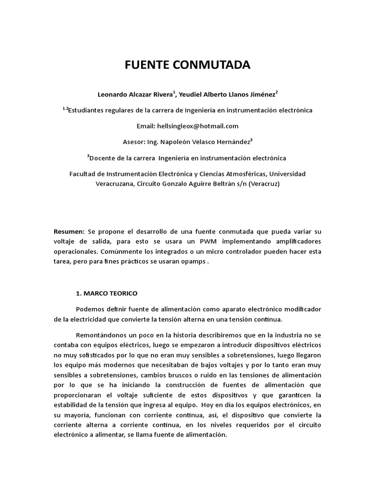 Fuente Conmutada | PDF | Transformador | Rectificador