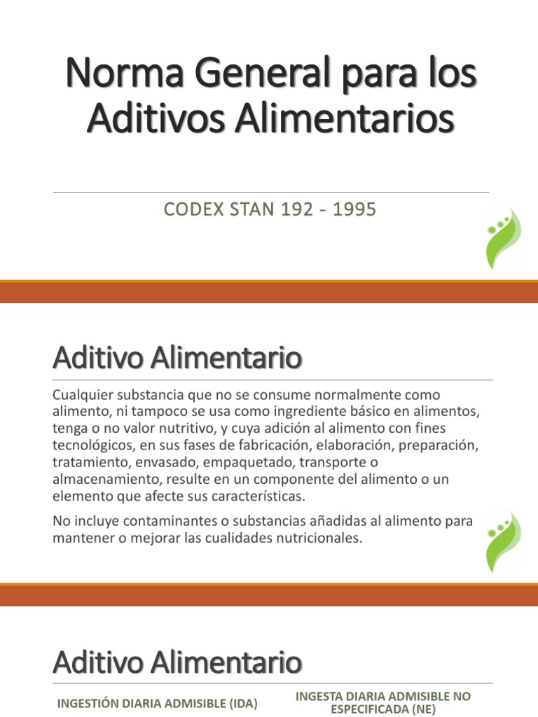 Normas Codex para Aditivos Alimentarios | PDF | Alimentos | Comida y bebida