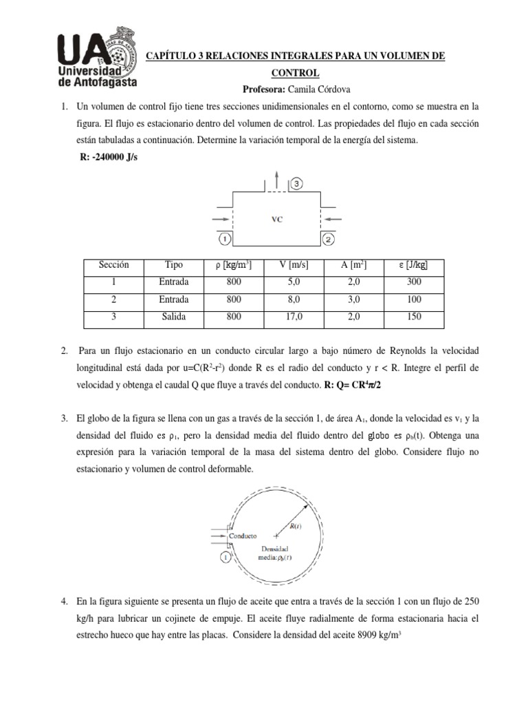 Guia 5 - Capitulo 3 Volumen de Control | PDF | Descarga (hidrología ...