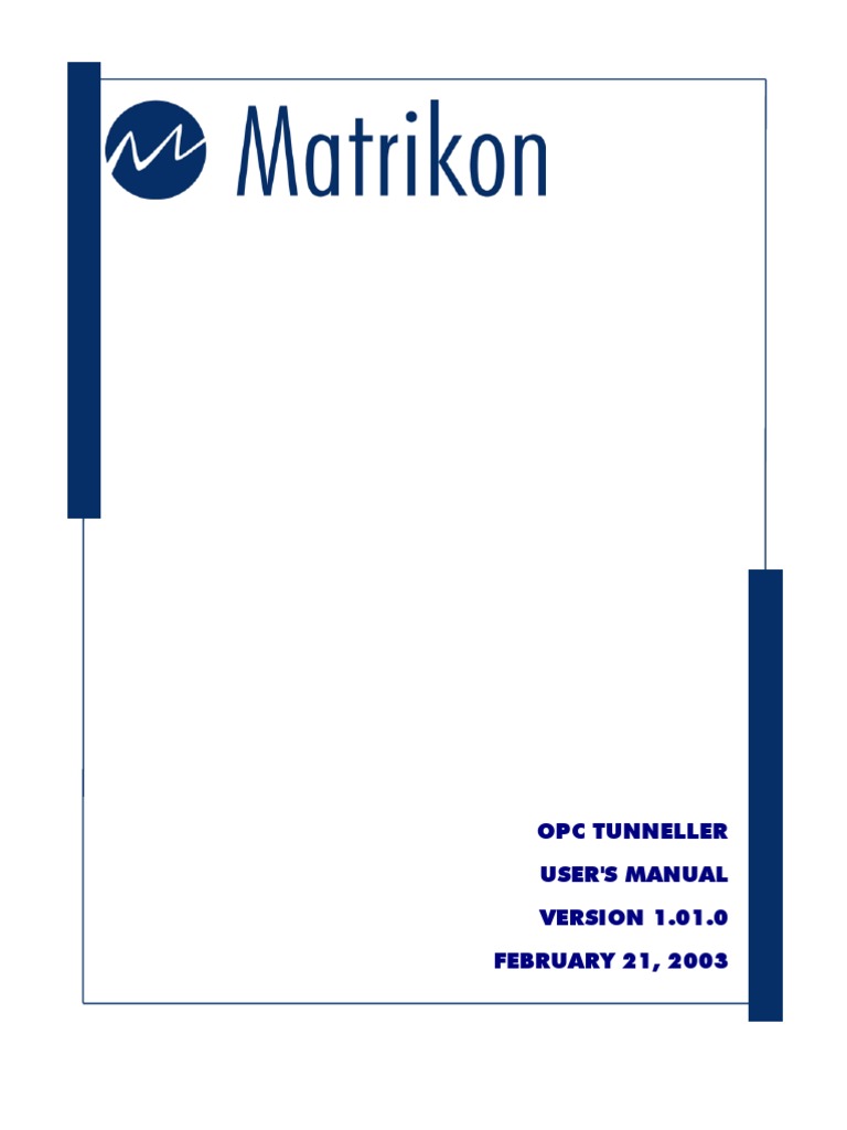 Matrikon OPC Tunneller Users Manual | PDF | Port (Computer Networking) | Server (Computing)