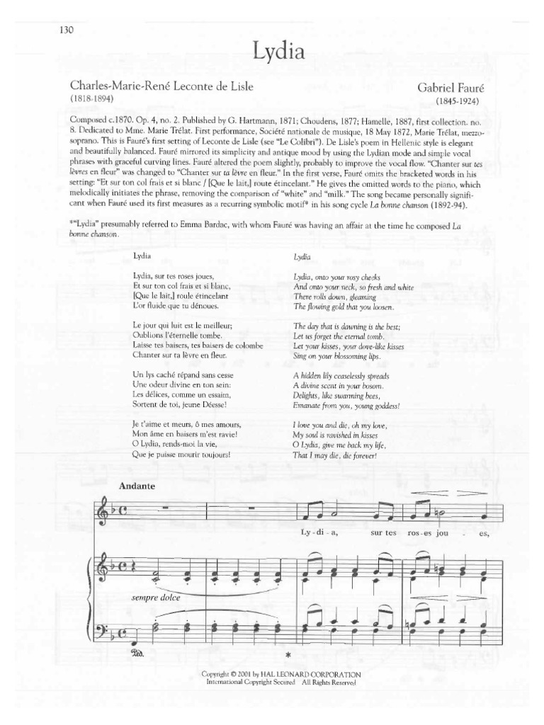 Lydia Faure | PDF | Musical Compositions | Leisure
