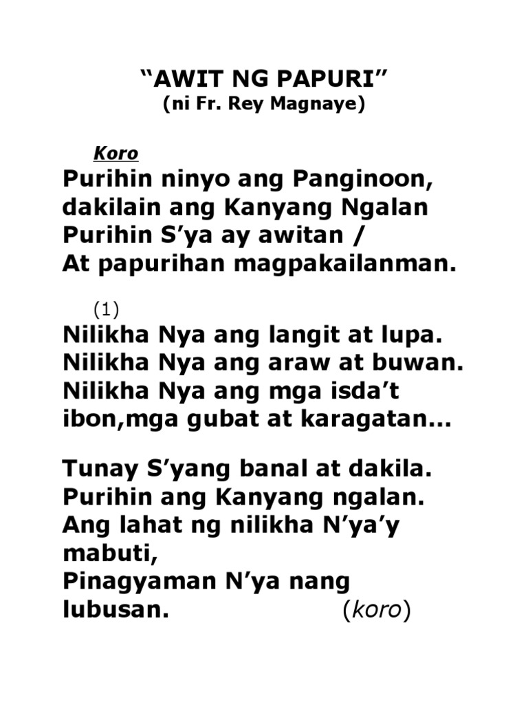 ACETATE - Awit NG Papuri | PDF