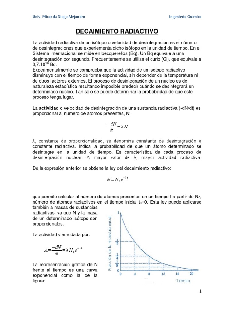 DECAIMIENTO RADIACTIVO | Desintegración radioactiva | Isótopo | Prueba ...