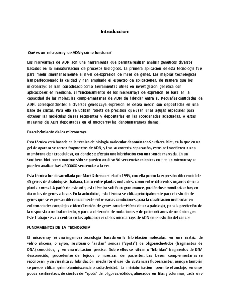 Qué es un micr | PDF | Adn Microarray | Hibridación de ácido nucleico