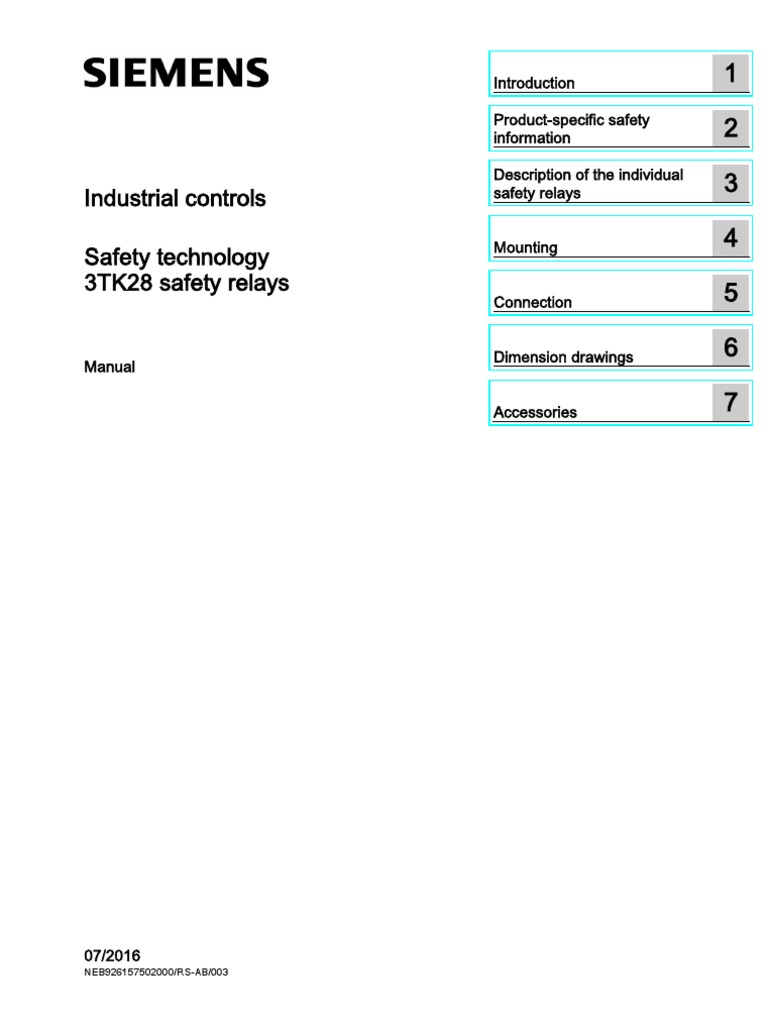 Manual Safety Relay 3TK28 en-US | PDF | Relay | Safety