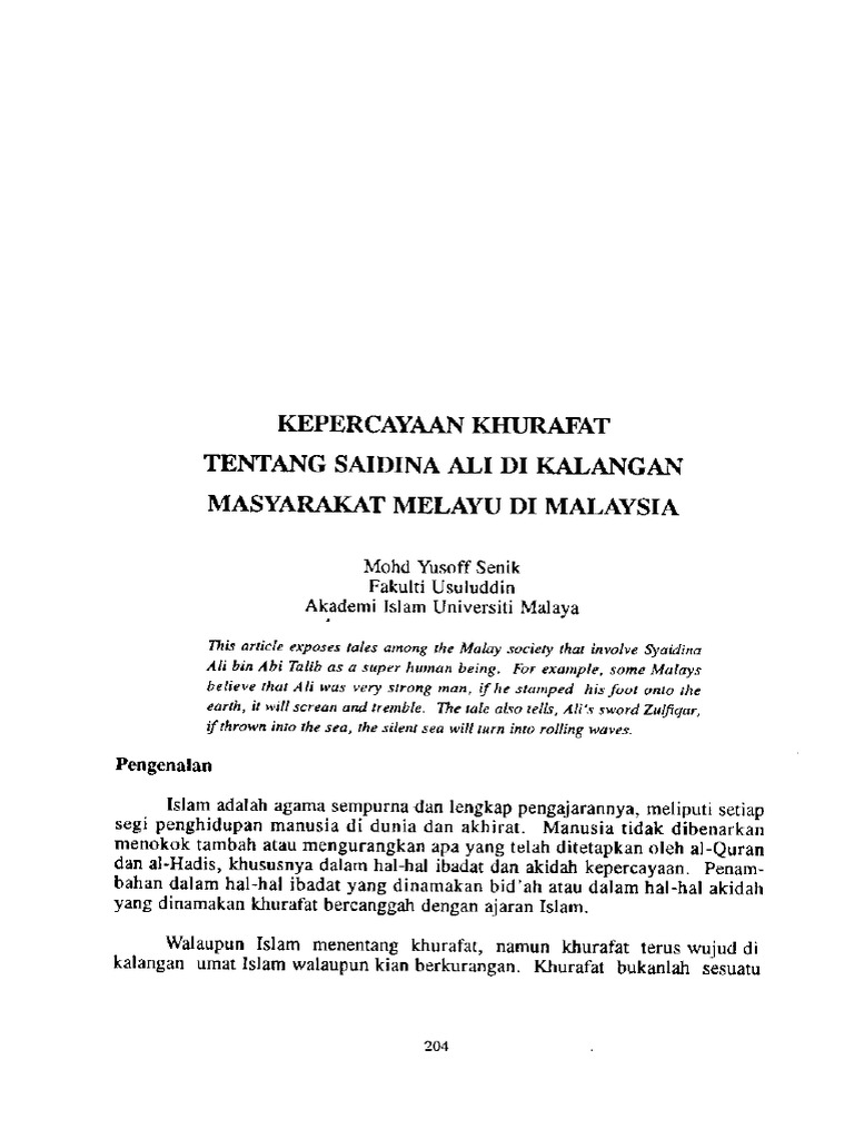 Khurafat Saidina Ali dalam Masyarakat Melayu | PDF | Ilmu Sosial ...