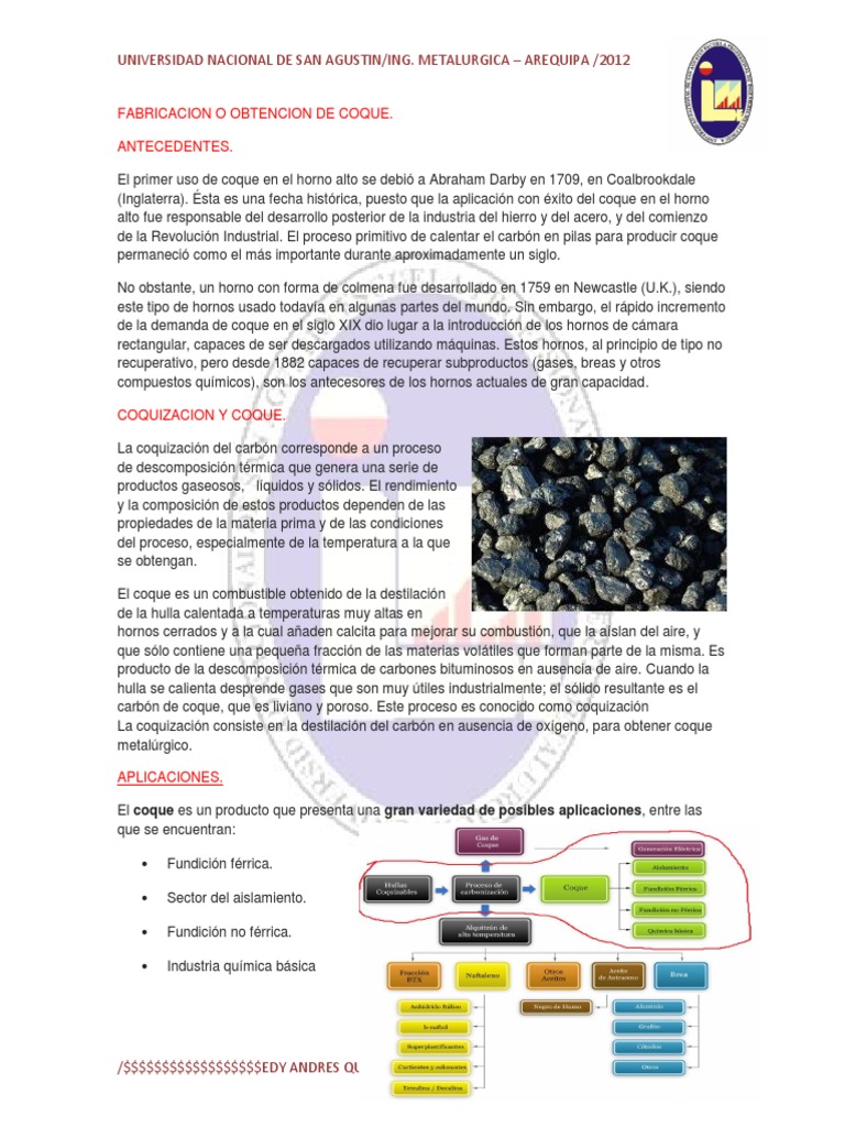 Fabricacion o Obtencion de Coque | PDF | Coca-Cola (Combustible) | Hierro