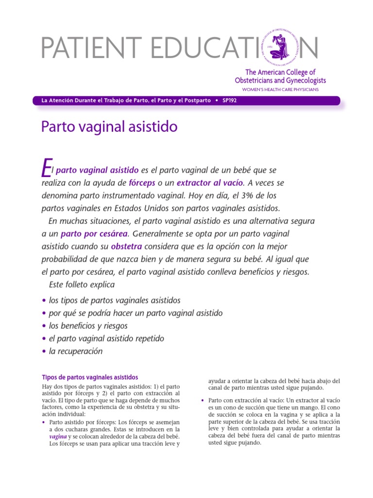 Parto Vaginal Asistido ACOg | PDF | Seccion de cesárea | Parto