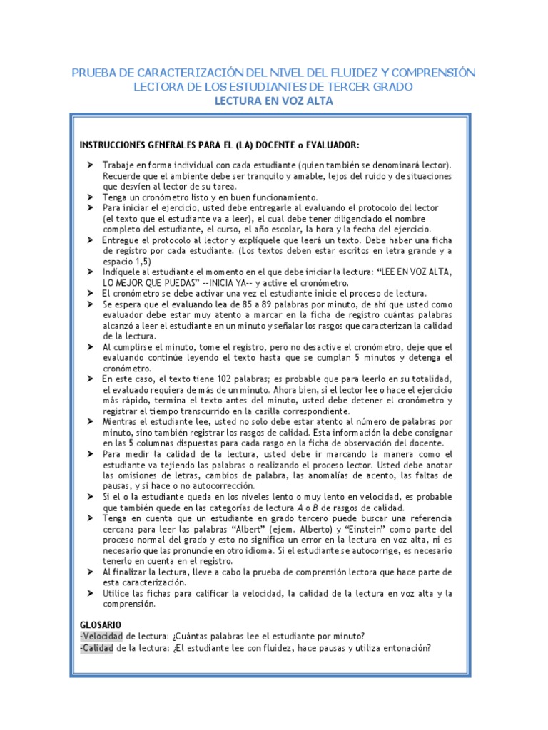 Caracterización de la fluidez y comprensión lectora de estudiantes de ...