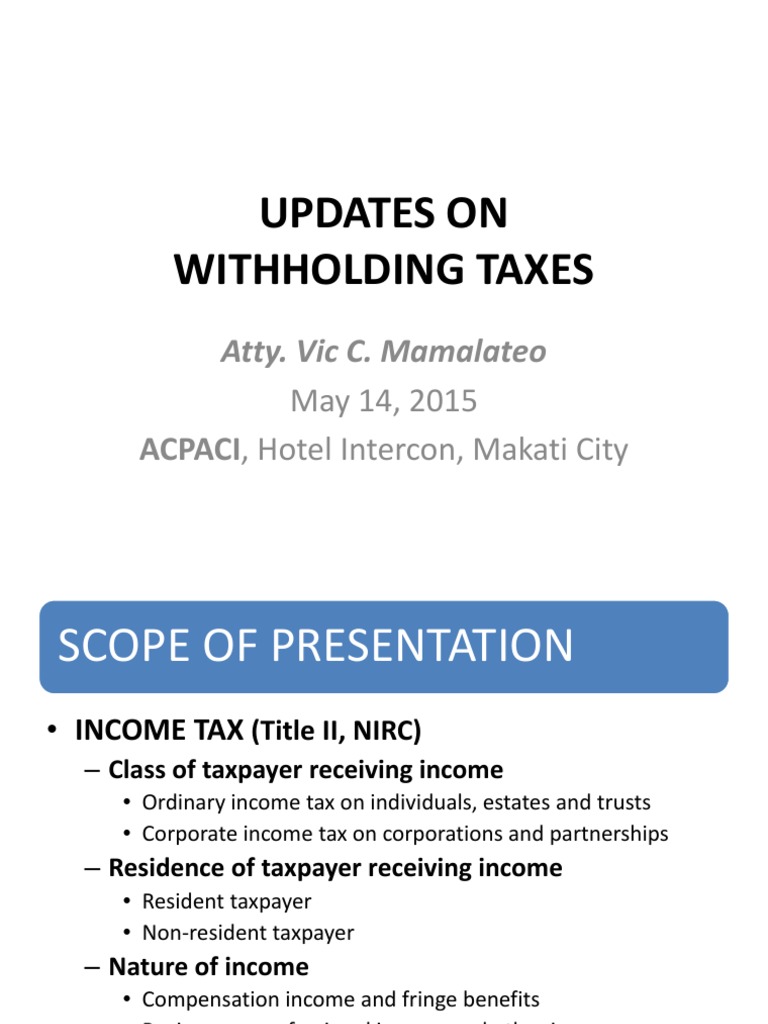 Withholding Tax Updates and Obligations | PDF | Withholding Tax ...