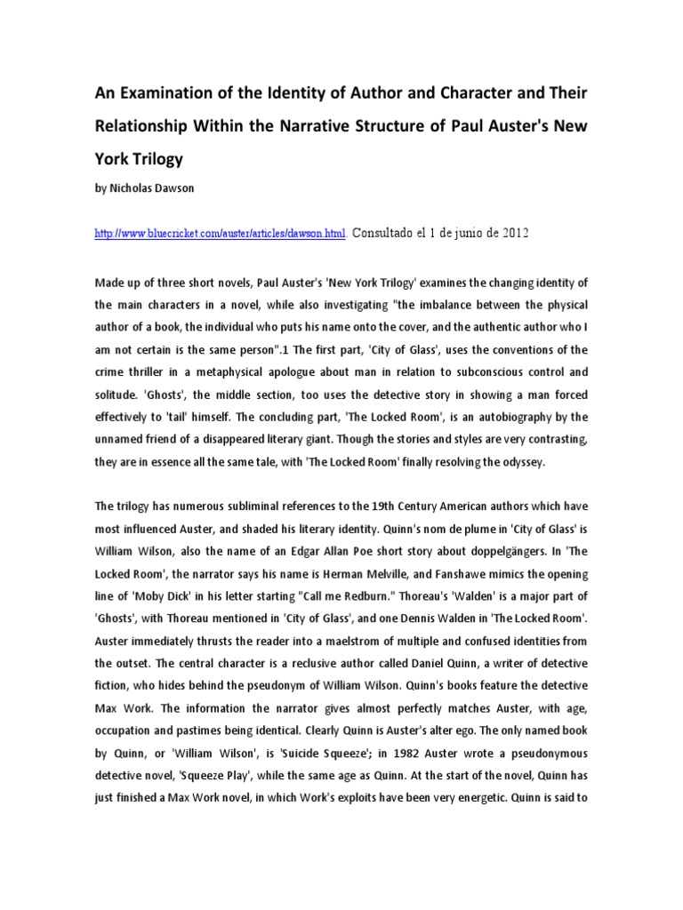 An Examination of The Identity of Author and Character and Their ...