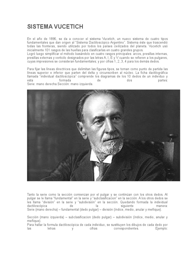Sistema Vucetich | Huella dactilar | Mano