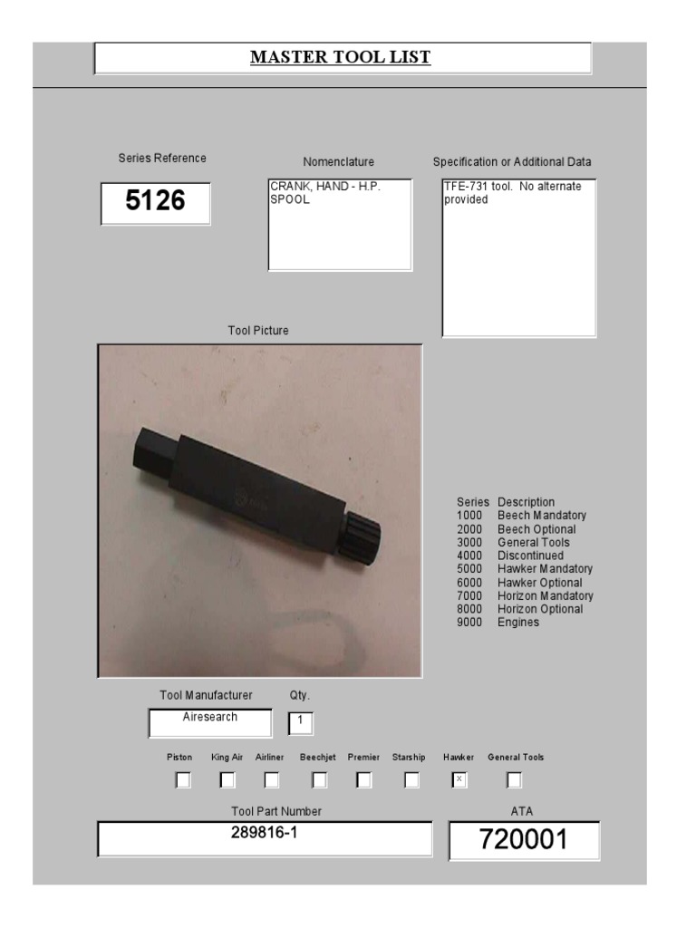 Master Tool List | PDF | Vehicle Parts | Internal Combustion Engine