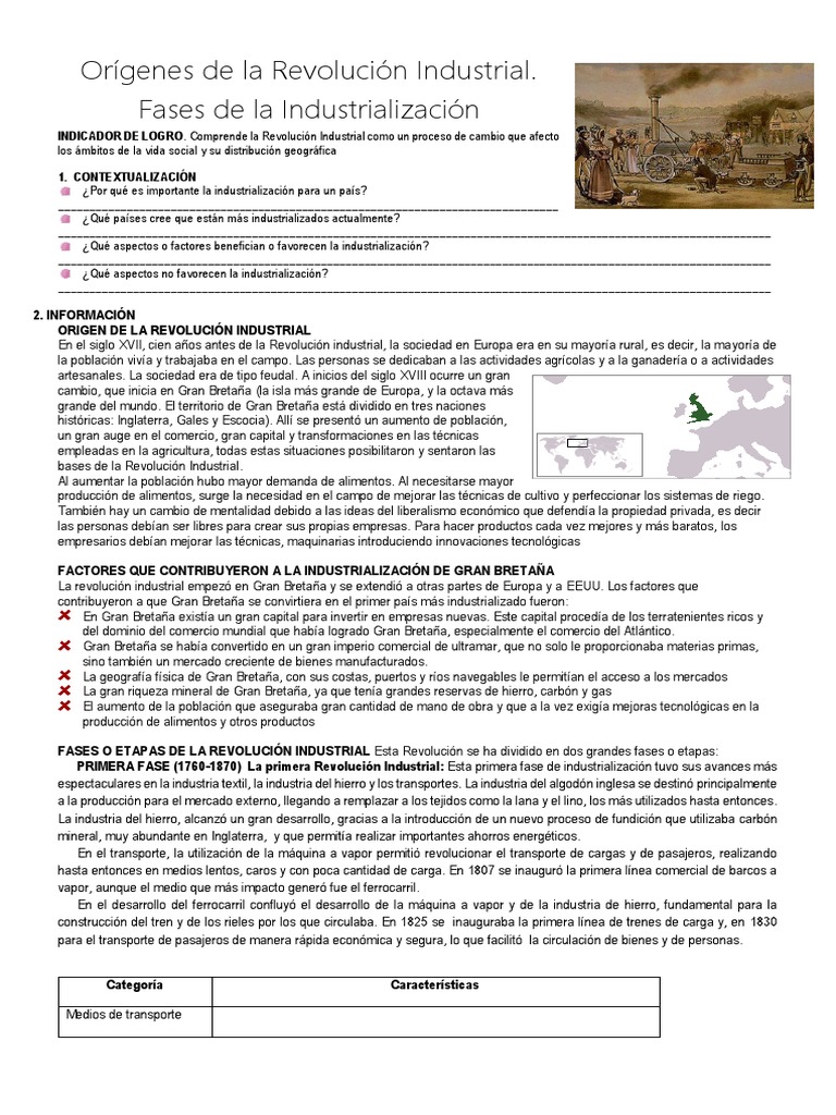 Guía de la Revolución Industrial para 8° | PDF | Revolución industrial ...
