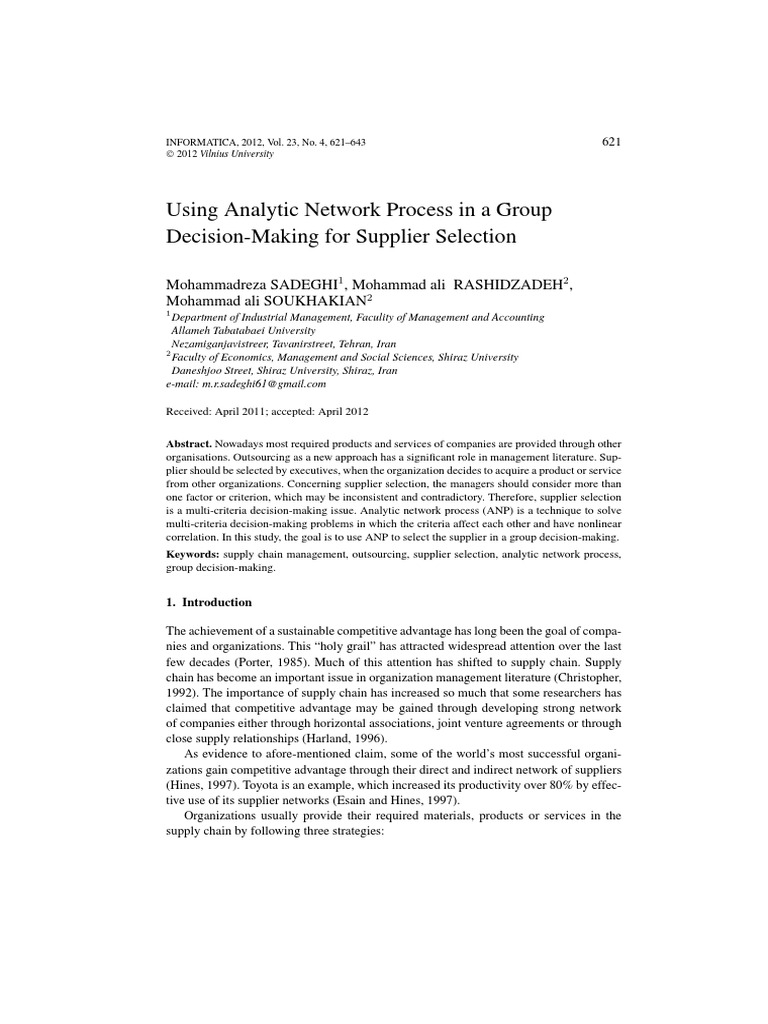 Analytic Network Process | PDF | Decision Making | Matrix (Mathematics)