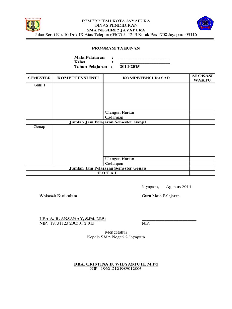 Contoh Prota, Prosem | PDF