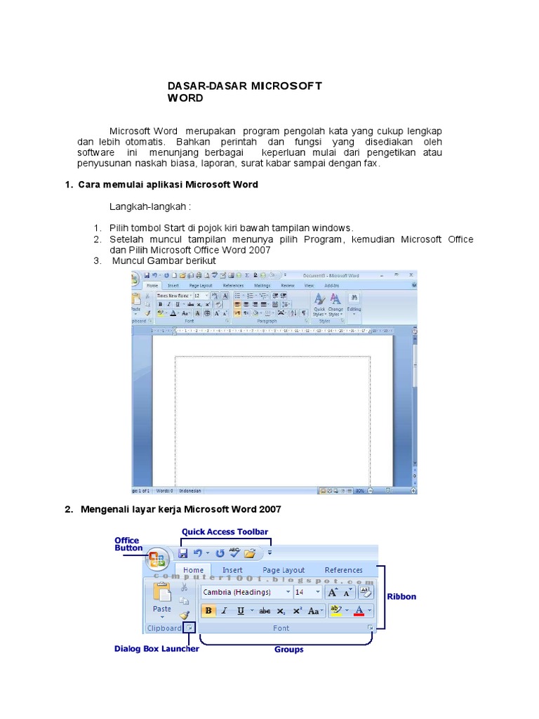 1.2 Dasar-Dasar Ms Word - Dasar-Dasar Pengertian Dan Editing | PDF