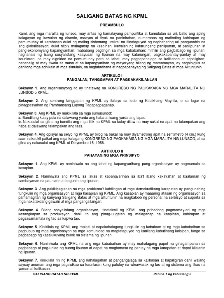 Saligang Batas NG KPML | PDF