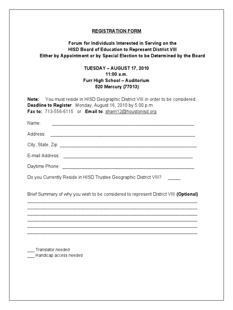 HISD Board Application | PDF