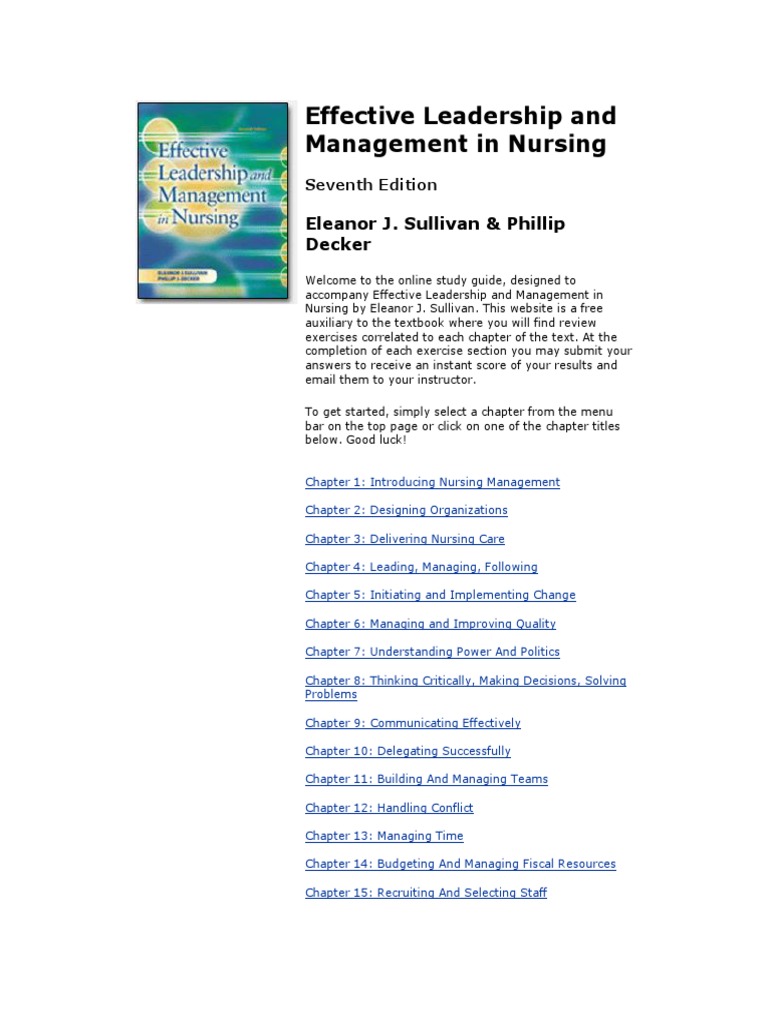 Effective Leadership and Management in Nursing | PDF
