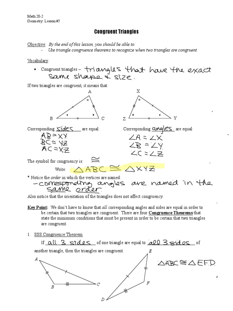 Geometry 5 - Congruent Triangles - 1 | PDF | Triangle | Space
