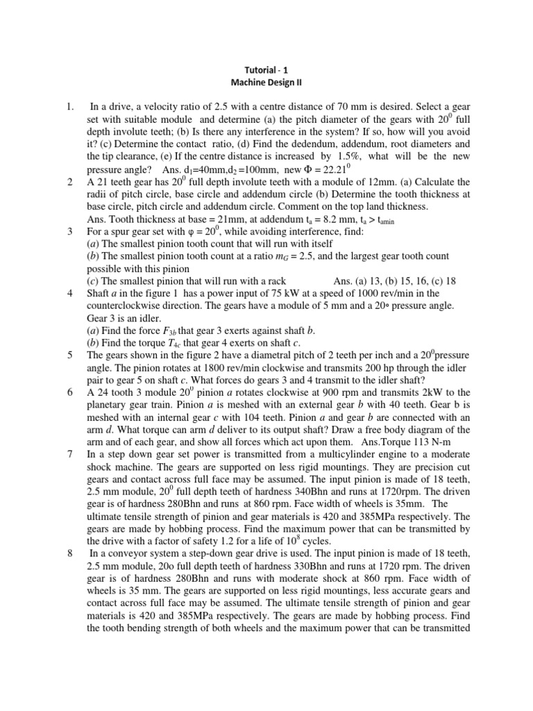 Machine Design II Tutorial | PDF | Gear | Machines