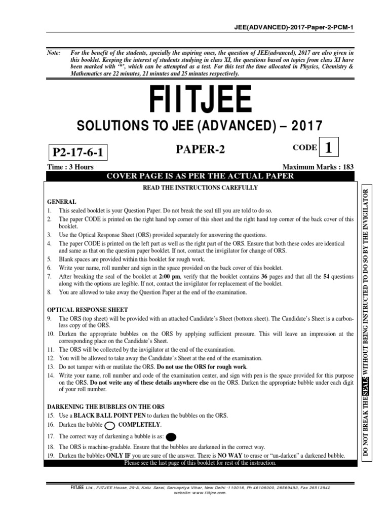 Jee - Adv 2017 P2 PDF | PDF | Colloid | Materials