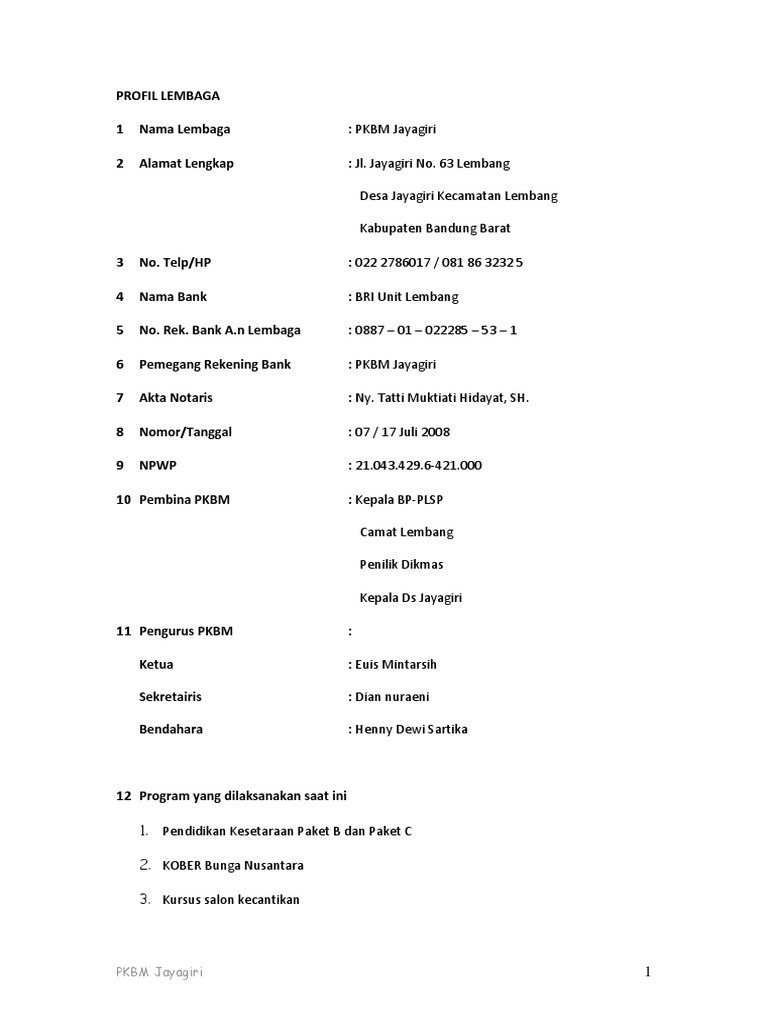 Profil PKBM Jayagiri | PDF