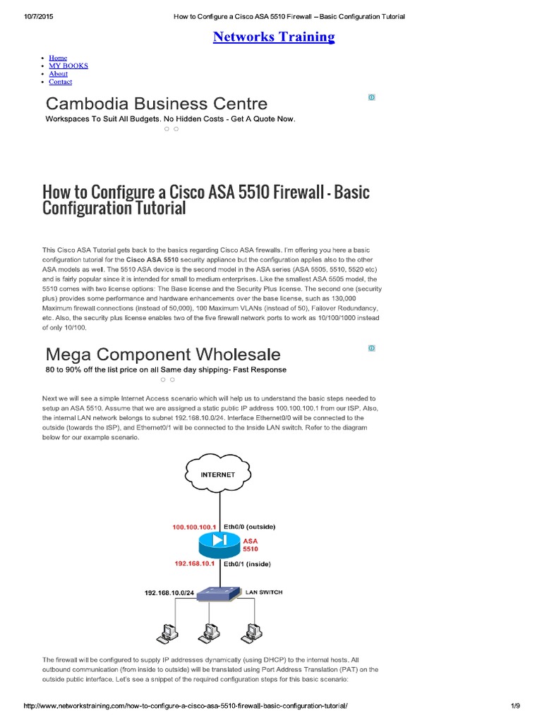 How To Configure A Cisco ASA 5510 Firewall - Basic Configuration Tutorial | PDF