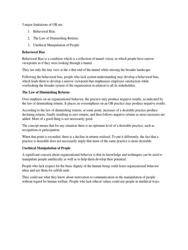 3 Major Limitations of OB Are | PDF