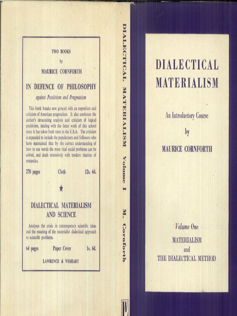 1952 Dialectical Materialism Vol 1 Maurice Cornforth | PDF