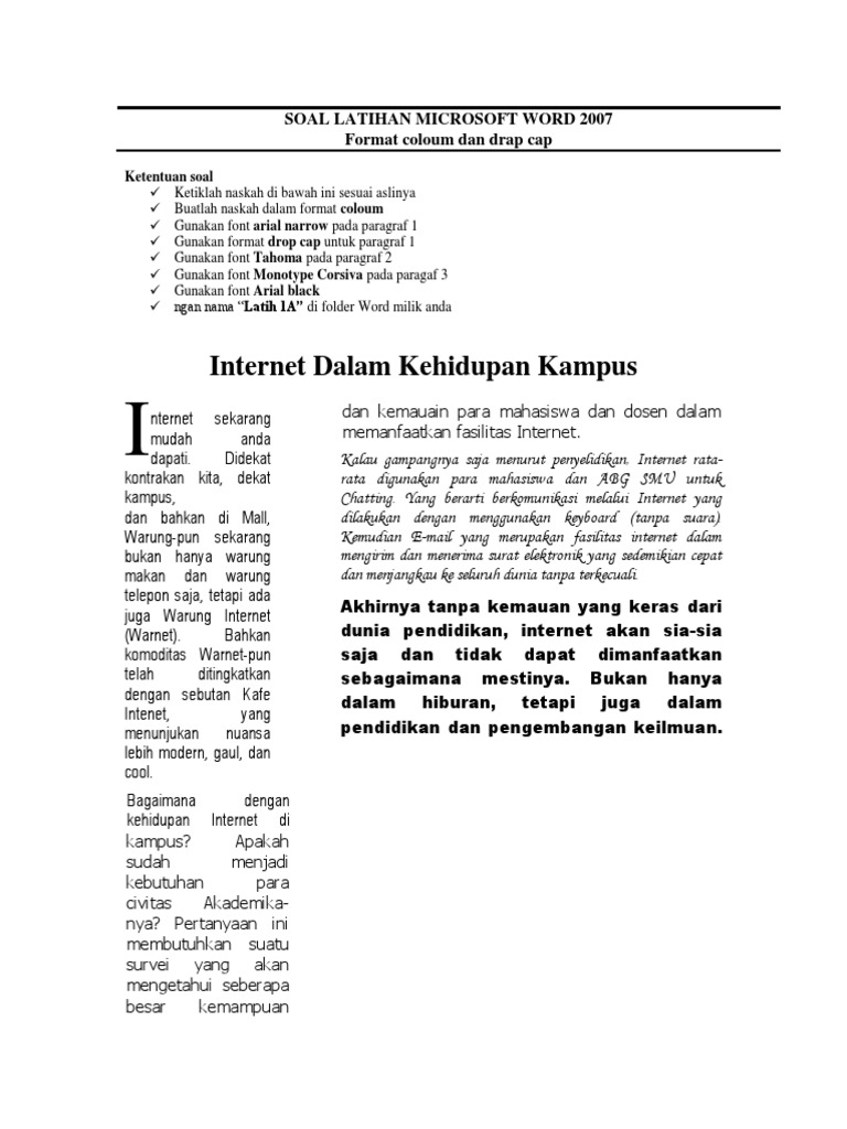 Soal Latihan Microsoft Word 2007 | PDF