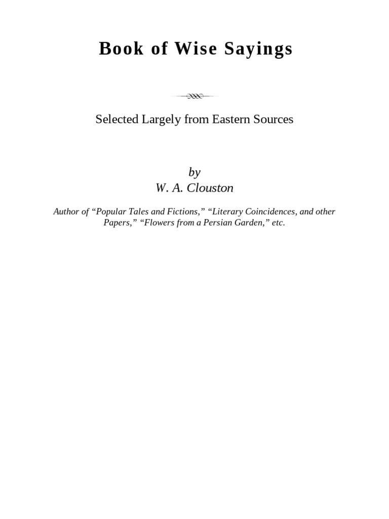Book of Wise Sayings | PDF