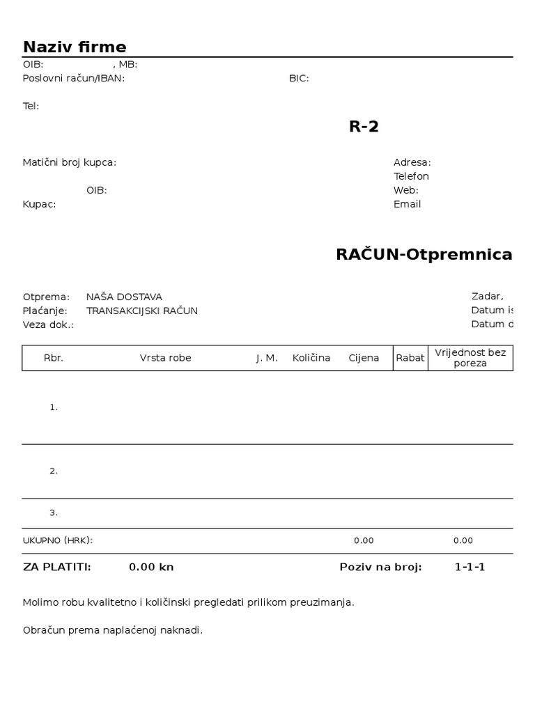 RACUN - Primjer | PDF