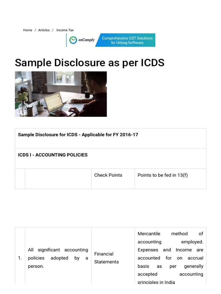 Sample Disclosure As Per ICDS | PDF | Tax Deduction | Depreciation