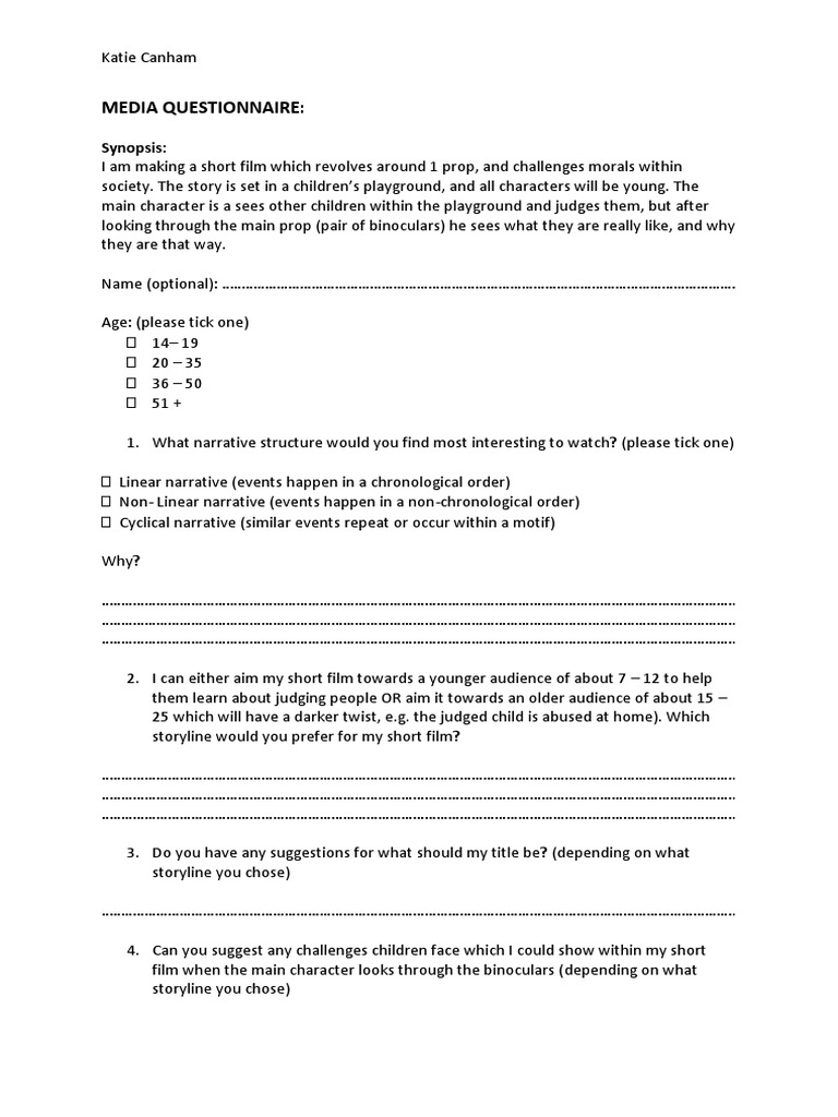 Media Questionnaire | Download Free PDF | Leisure