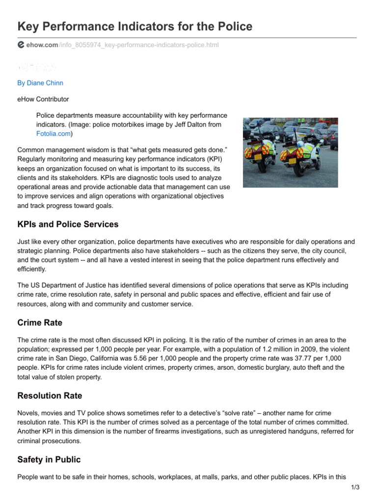 Key Performance Indicators in Policing | PDF | Performance Indicator | Goal