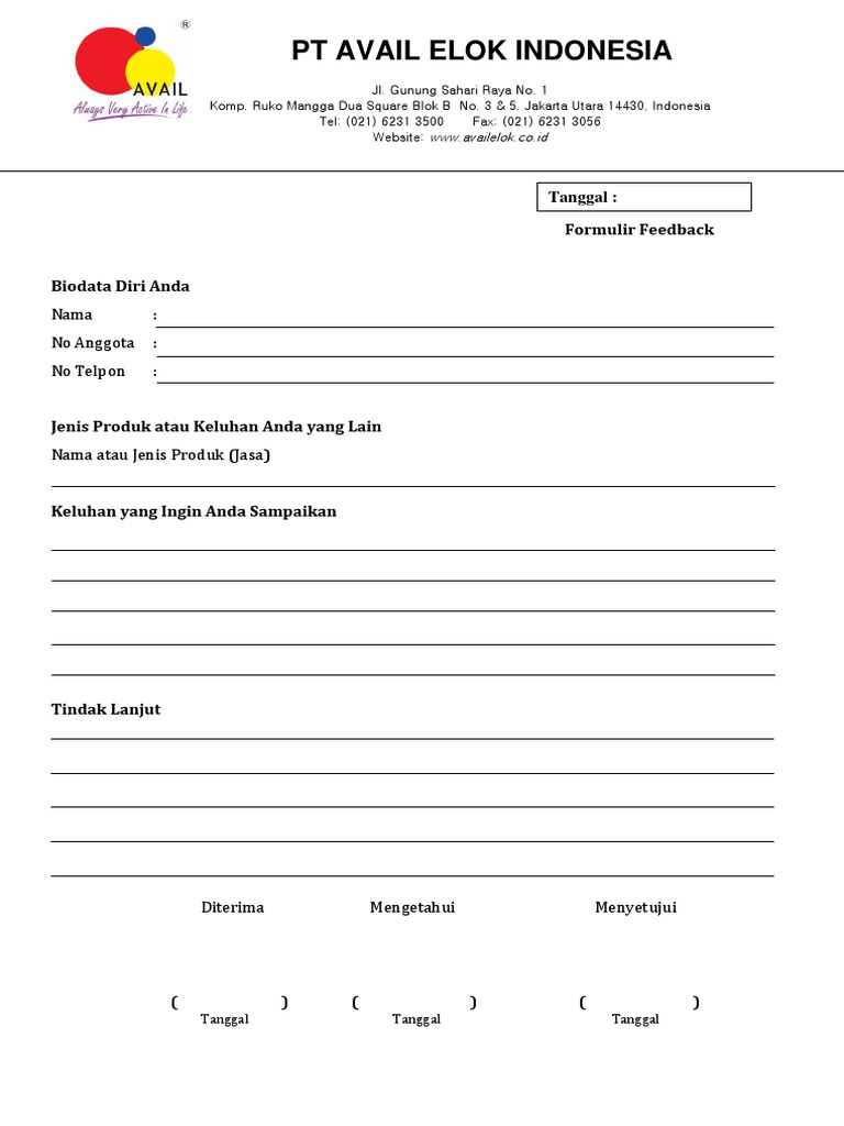 Formulir Feedback | PDF
