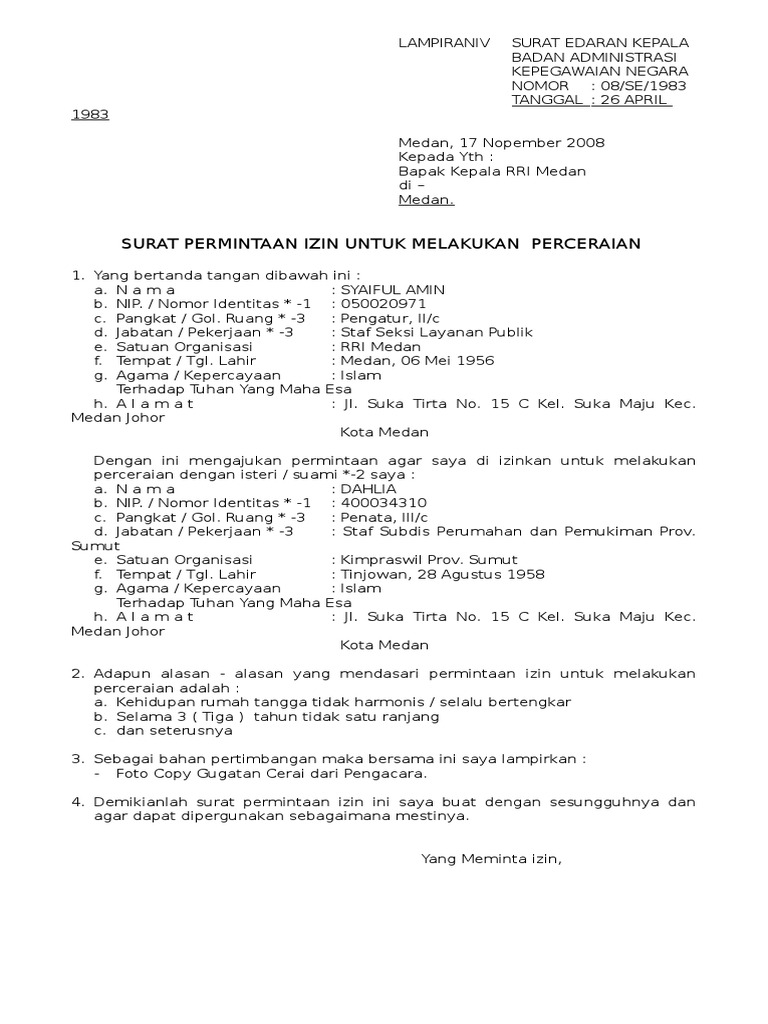 Surat Edaran Kepala Badan Administrasi Kepegawaian Negara Nomor 08se1983 - Kumpulan Surat Penting