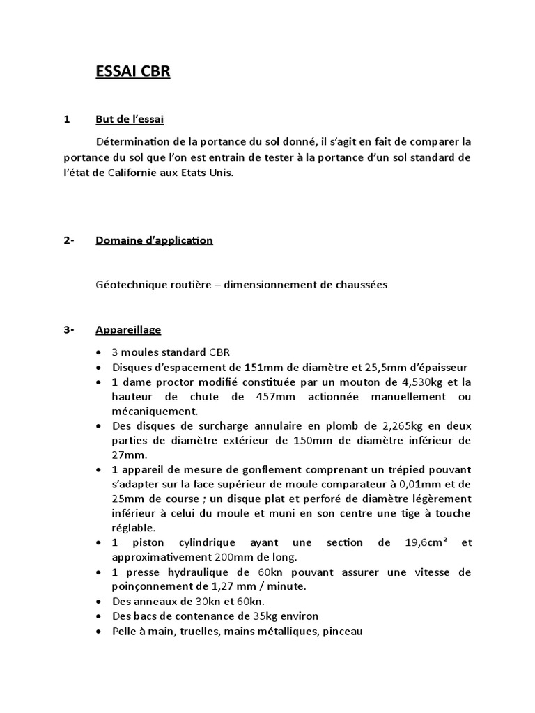 Essai CBR | PDF | Science | Ingénierie