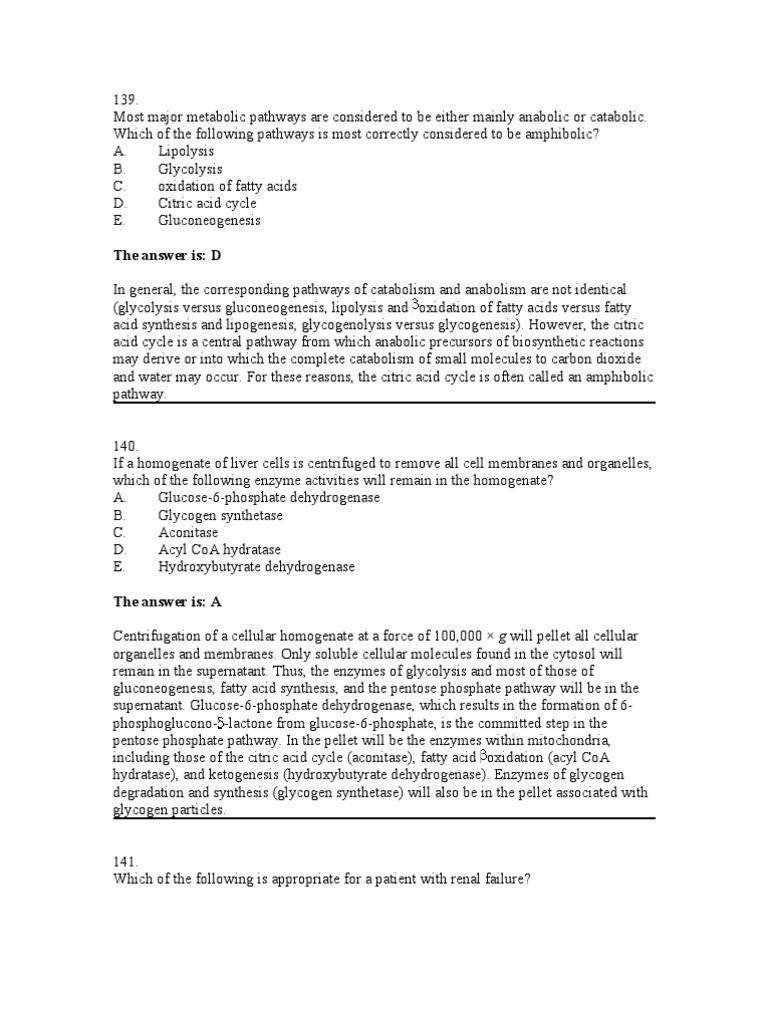 Biochem Genetics USMLE Practice Questions (2 of 4) | PDF | Metabolic ...