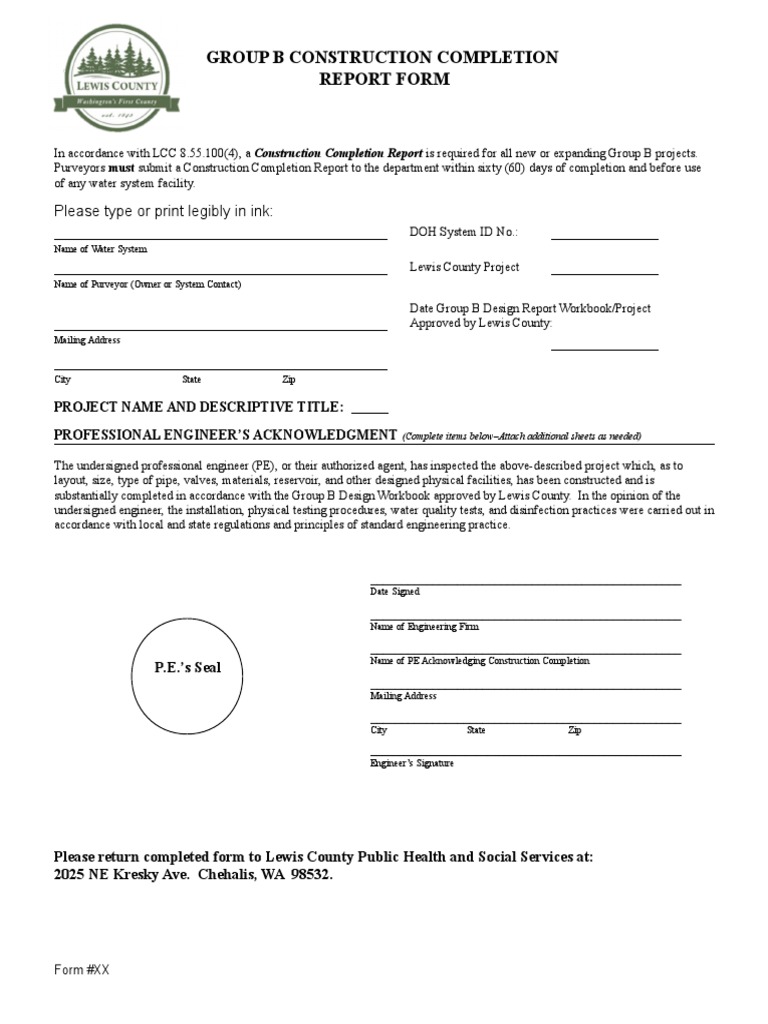 Construction Completion Report Form | Download Free PDF | Engineering