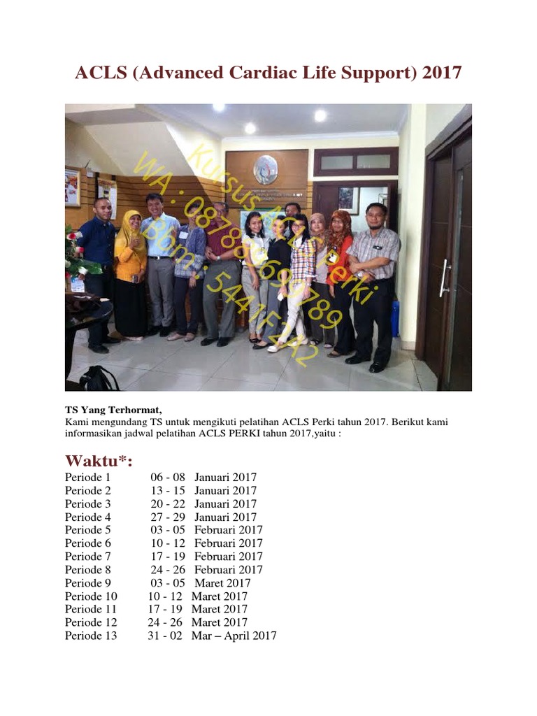 0878-8969-9789 Kursus ACLS Pelatihan ACLS Jadwal ACLS 2017 | PDF