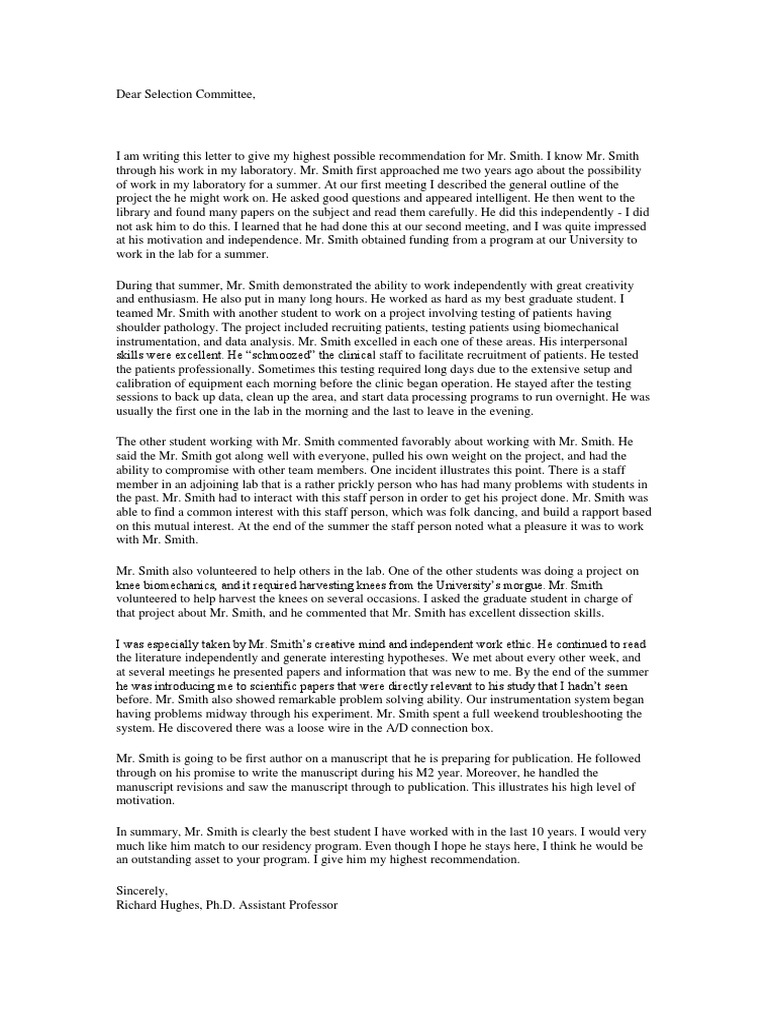 Dear Selection Committee | PDF | Laboratories | Patient