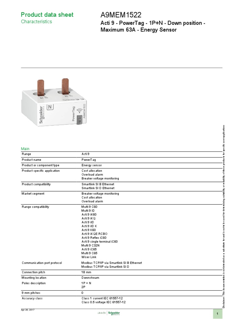 Acti 9 Smartlink SI D - A9MEM1522 | PDF | Ethernet | Transmission ...