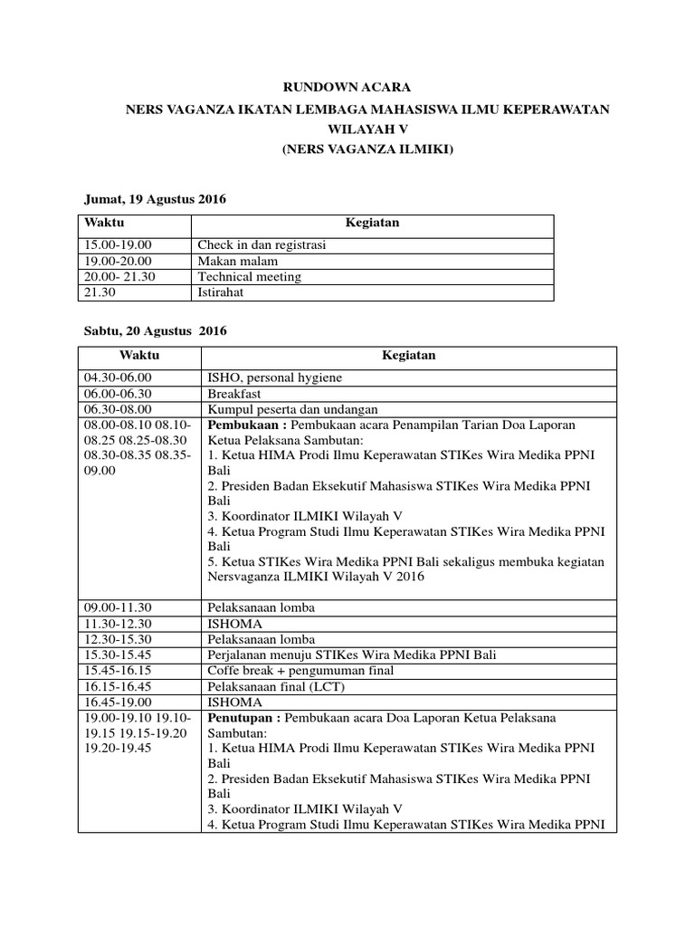 Contoh Rundown Acara | PDF